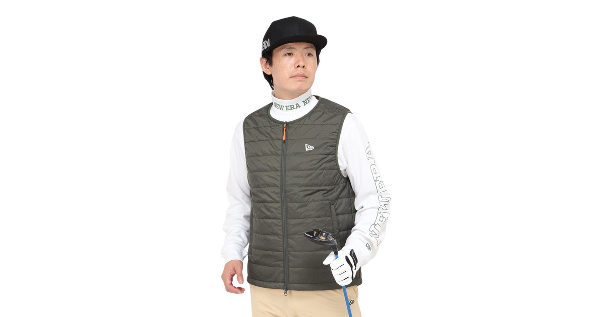 ニューエラ（NEW ERA）（メンズ）ゴルフウェア アウター 撥水 保温 ライトインサレーティッドベスト SOLAR SENSOR オリーブ ...