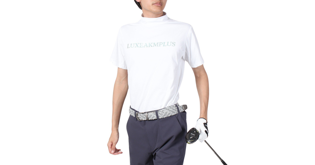 リュクスエイケイエムプラス（LUXEAKMPLU）（メンズ）ゴルフ 半袖 RHINESTONE モックネックシャツ LAT ...