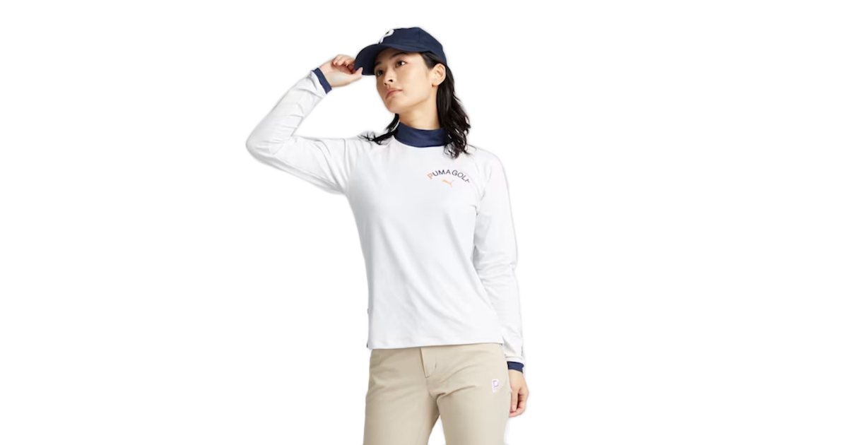 プーマ（PUMA）（レディース）ゴルフウェア PC ピーチ ストレッチ P ロゴ ラグラン モックネック 長袖 シャツ 630587-03 ...