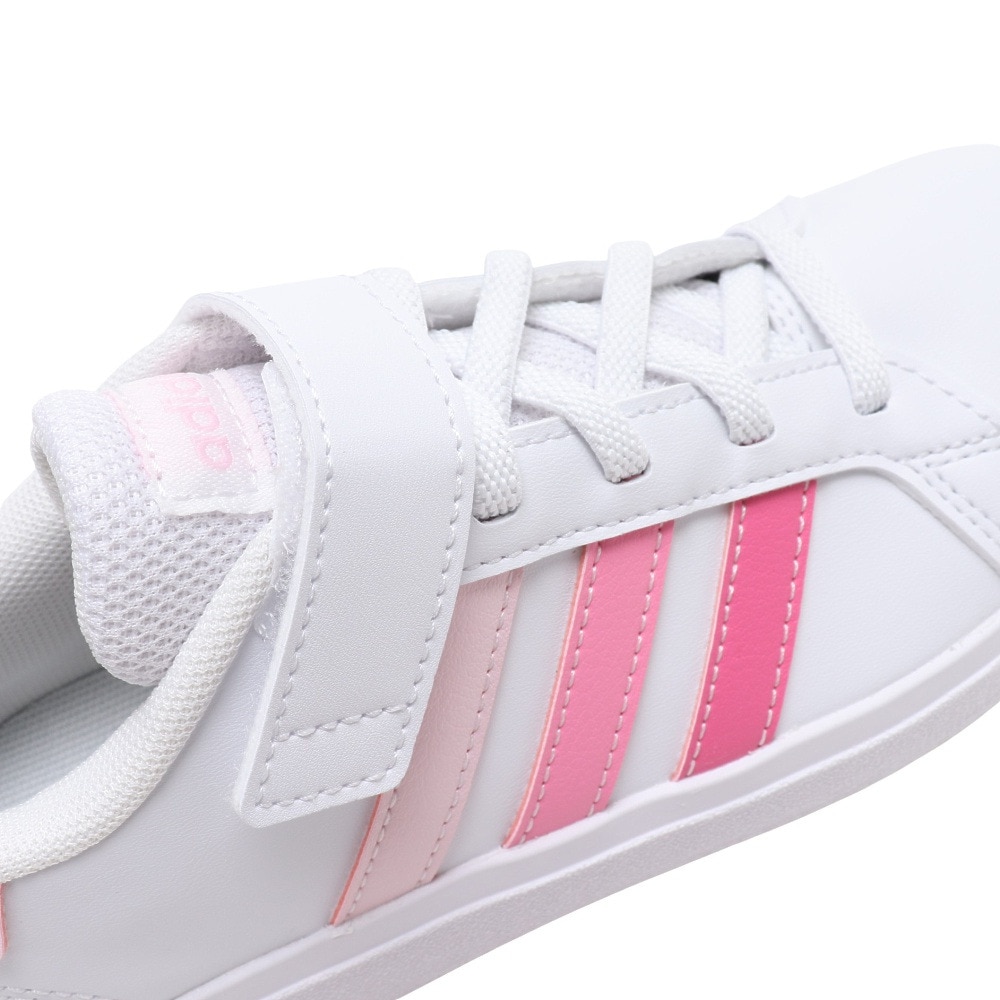 アディダス（adidas）（キッズ）ジュニア スニーカー グランドコート 2.0 ホワイト ピンク IG4838 カジュアル スポーツ ...