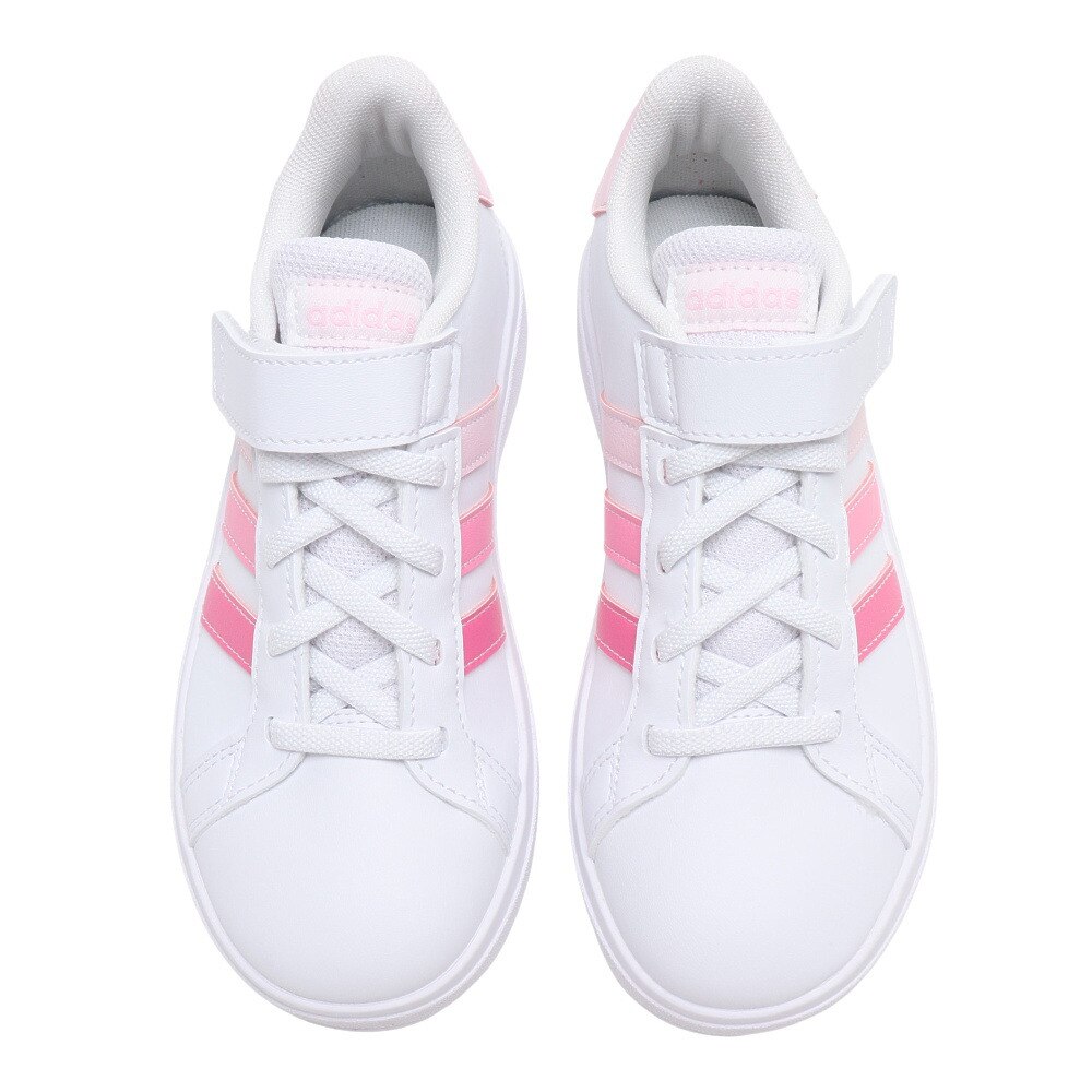 アディダス（adidas）（キッズ）ジュニア スニーカー グランドコート 2.0 ホワイト ピンク IG4838 カジュアル スポーツ ...