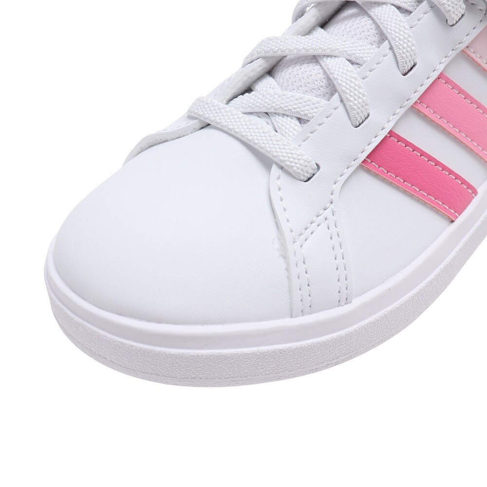 アディダス（adidas）（キッズ）ジュニア スニーカー グランドコート 2.0 ホワイト ピンク IG4838 カジュアル スポーツ ...