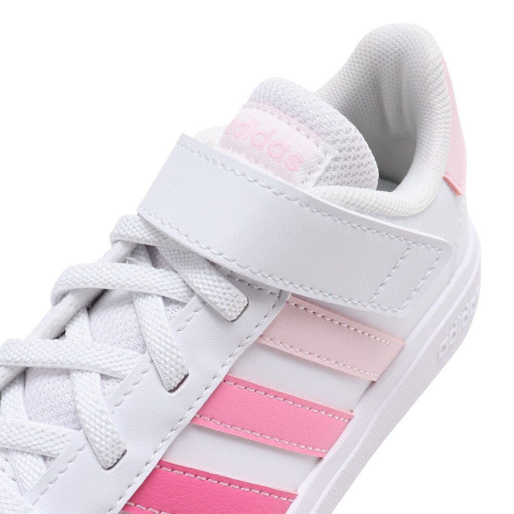 アディダス（adidas）（キッズ）ジュニア スニーカー グランドコート 2.0 ホワイト ピンク IG4838 カジュアル スポーツ ...