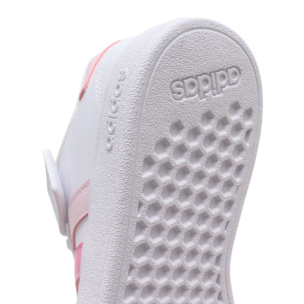 アディダス（adidas）（キッズ）ジュニア スニーカー グランドコート 2.0 ホワイト ピンク IG4838 カジュアル スポーツ ...