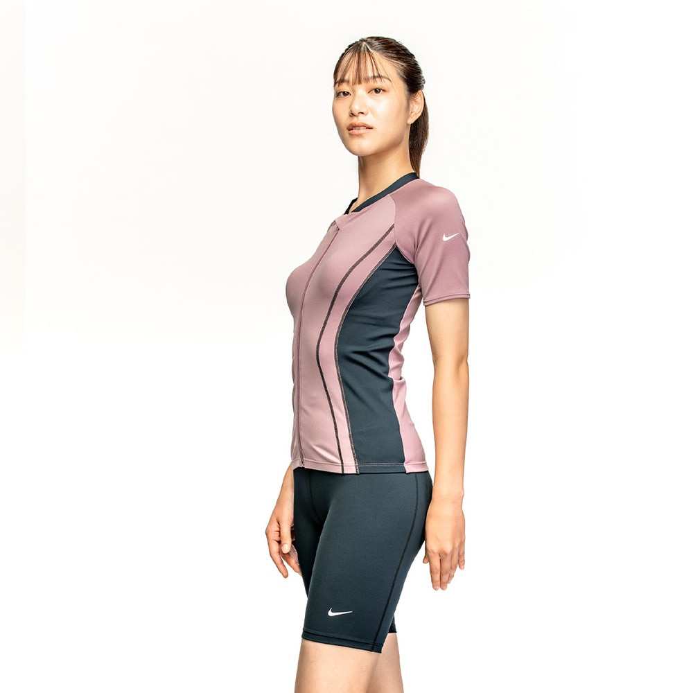 ナイキ（NIKE）（レディース）フィットネス水着 レディース 水泳 SP24 ショートスリーブ フルジップ セパレーツ 2993105-371 ...