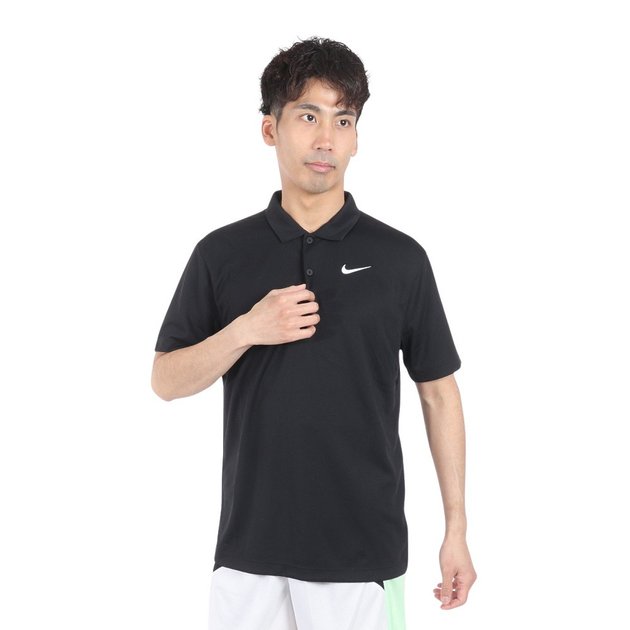 ナイキ（NIKE）（メンズ）ポロシャツ 半袖 速乾 ブラック 黒 ナイキコート ドライフィット テニスポロシャツ DH0858-010 ...