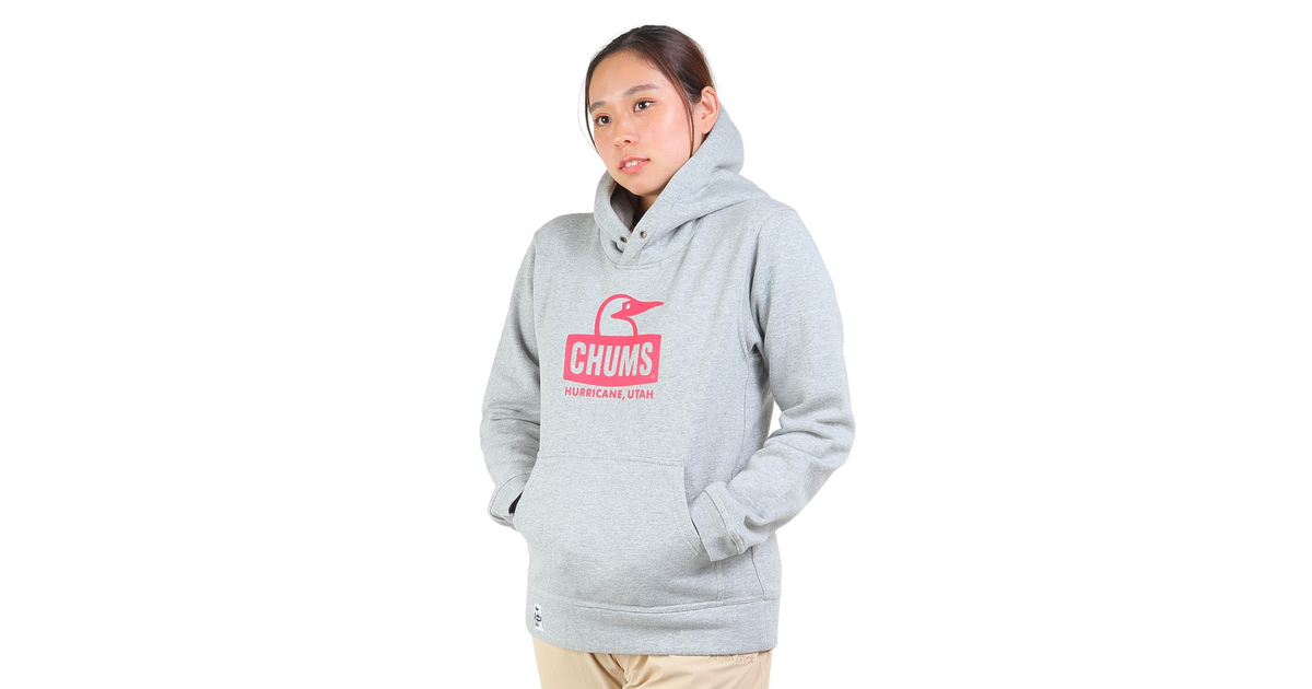 チャムス（CHUMS）（レディース）スウェット パーカー ブービーフェイス プルオーバーパーカー CH10-1419-G045 グレー×レッド | スポーツ用品はスーパースポーツゼビオ