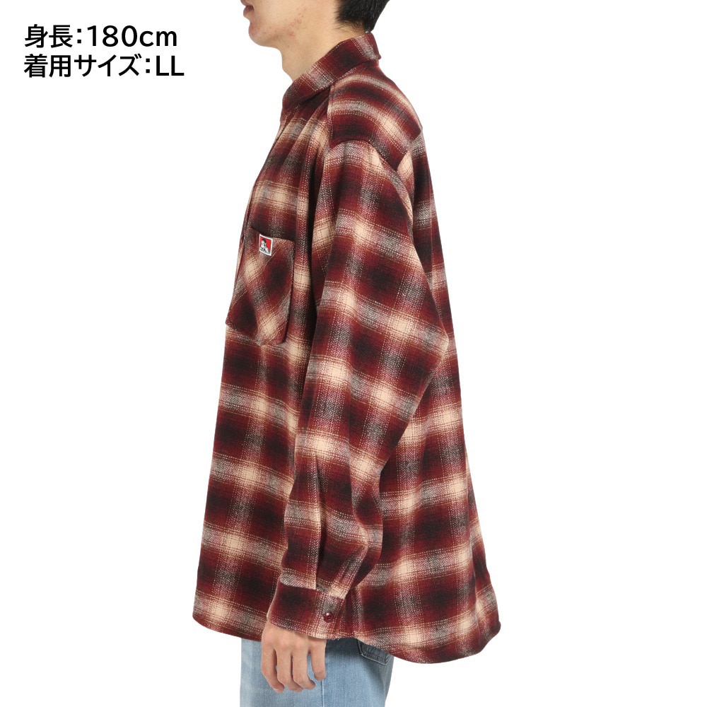 ベンデイビス（BEN DAVIS）（メンズ）オンブレ チェック ネル 長袖シャツ 2780017-WIN | スポーツ用品はスーパースポーツゼビオ