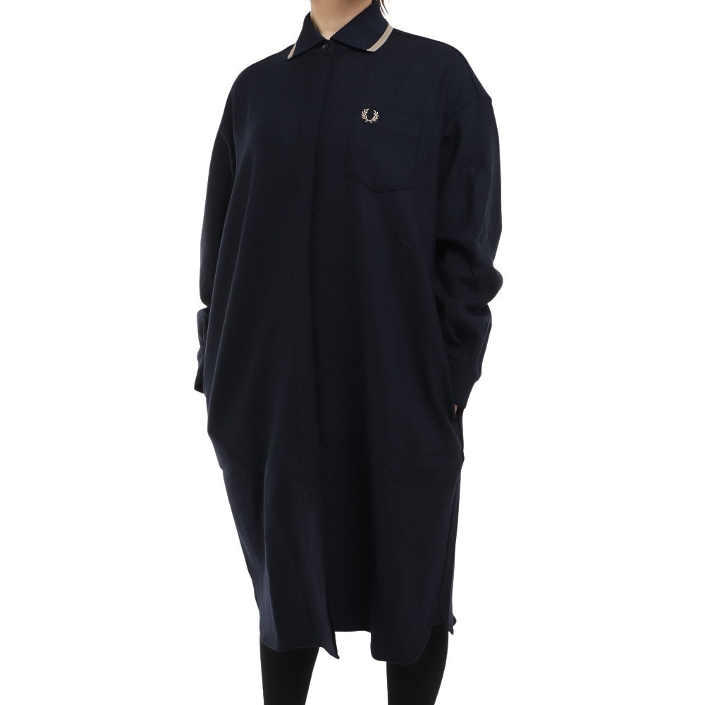 フレッドペリー（FRED PERRY）（レディース）Knitted Collar Shirt Dress F8673-01 22AW ...